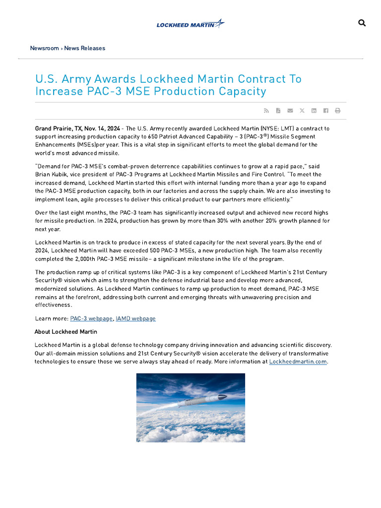 Lockheed Martin Project 1 | PDF | Lockheed Martin | Economies