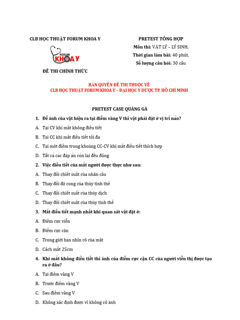 B N Quy NĐ Thi Thu CV CLB H C Thu T Forum Khoa Y - Đ IH CYD C Tp. H Chí Minh | PDF