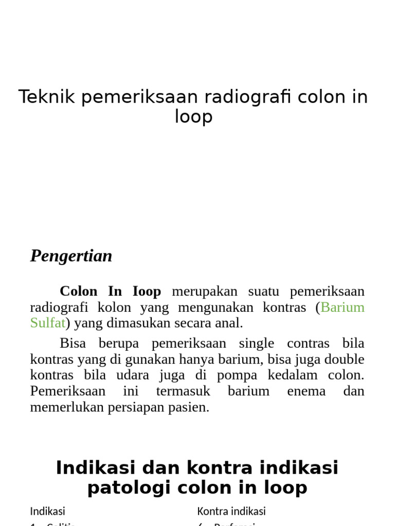 Teknik Pemeriksaan Radiografi Colon in Loop | PDF
