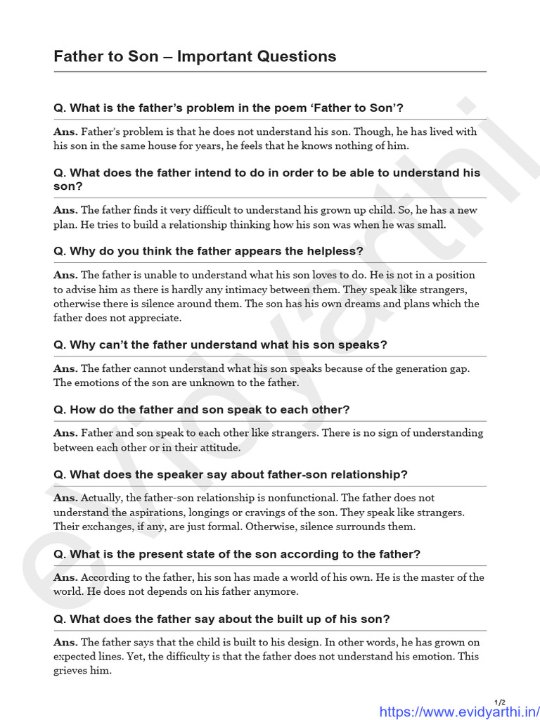 Class 11 Poem 8 English Poetry Important Questions | PDF