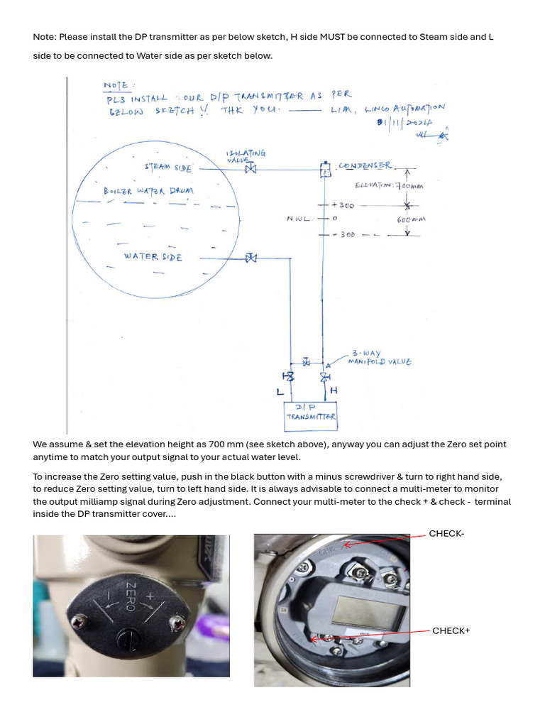 DP Transmitter Installation Sketch PDF | PDF