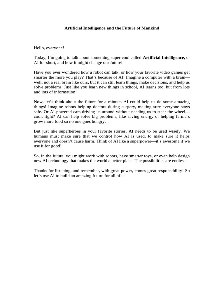 Artificial Intelligence and the Future of Mankind script | PDF Artificial Intelligence and the Future of Mankind script | PDF