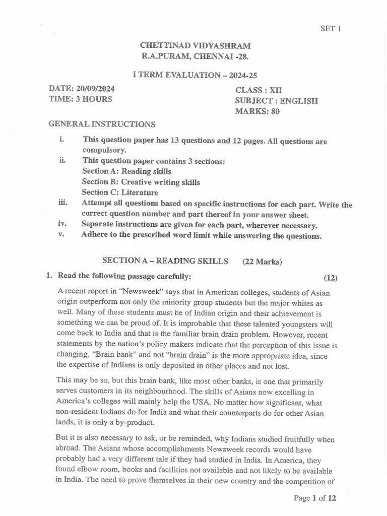 Eng Term1 Set1 | PDF