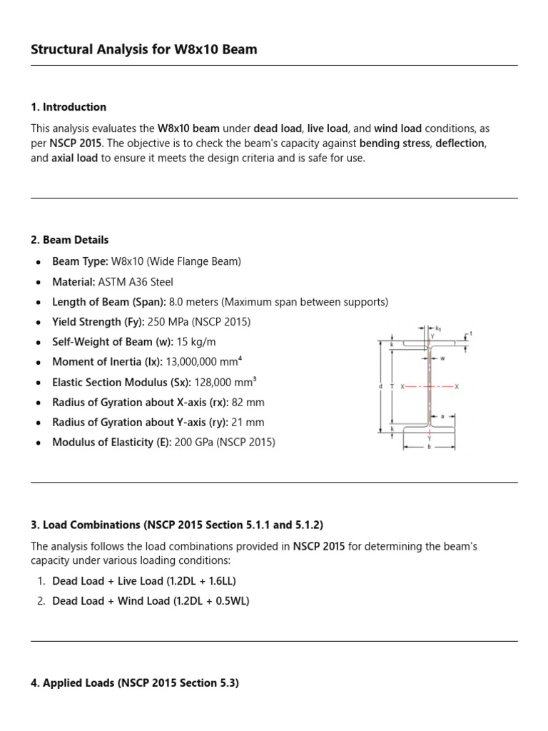 B2 W8X10 FINAL | PDF | Beam (Structure) | Bending