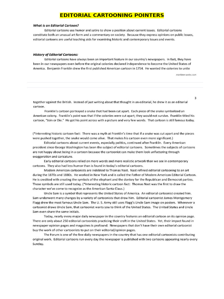Editorial Cartooning Pointers 1 | PDF