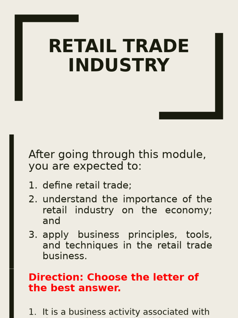 AE Q2 5 Retail-Traid-Industry | PDF | Retail | Merchandising