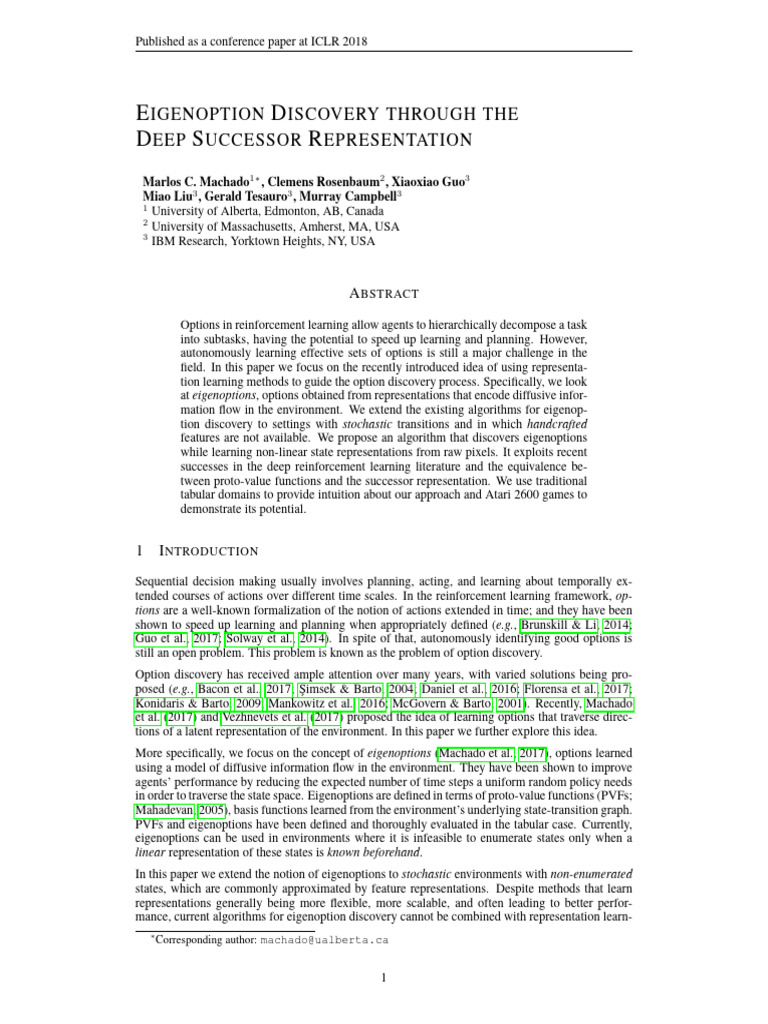 Eigenoption Discovery Through The Deep Successor Representation | PDF | Matrix (Mathematics ...