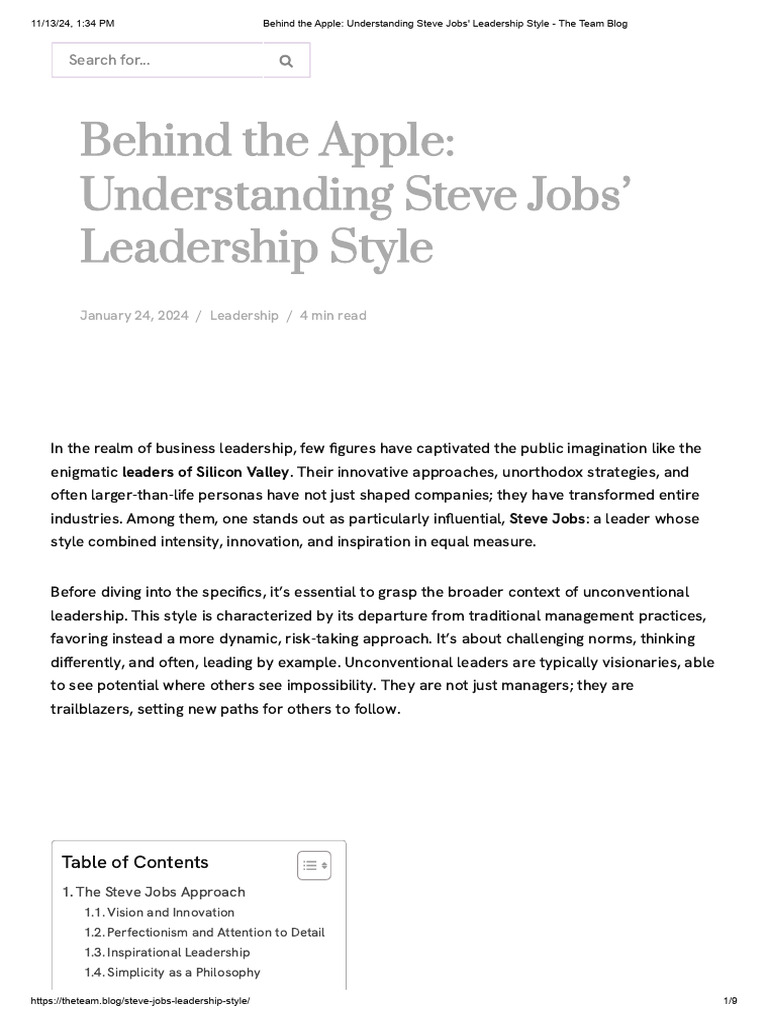 Behind The Apple - Understanding Steve Jobs' Leadership Style - The ...