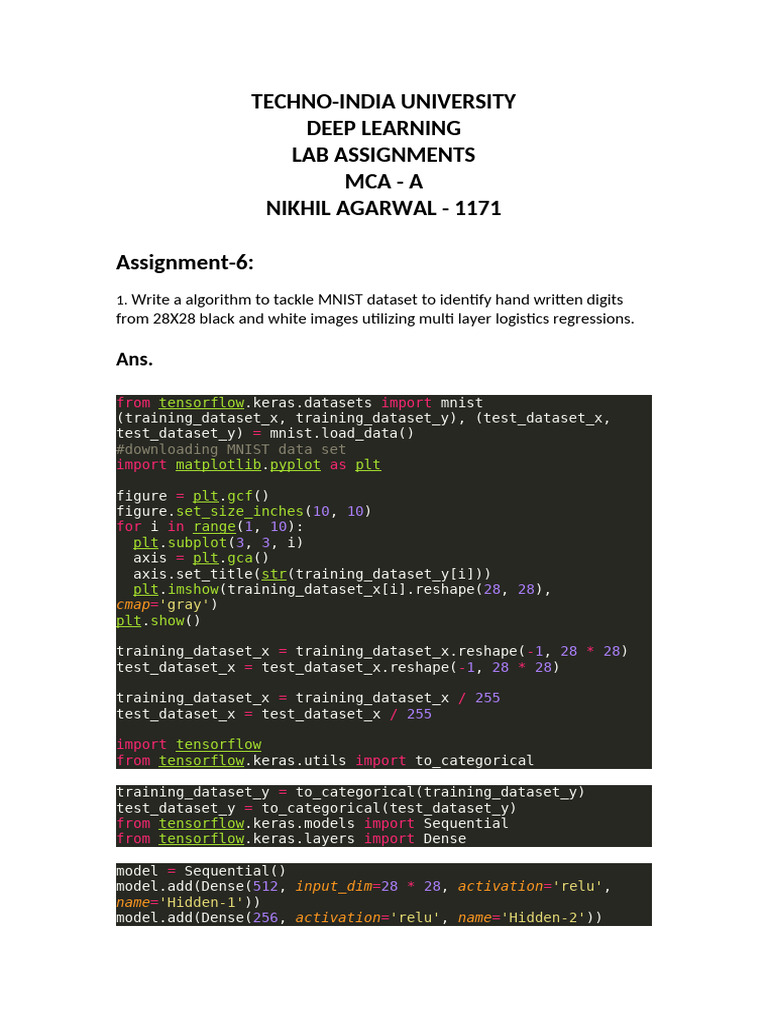 Deep Learning Lab Assignments - 6-9 | PDF | Applied Mathematics | Artificial Intelligence