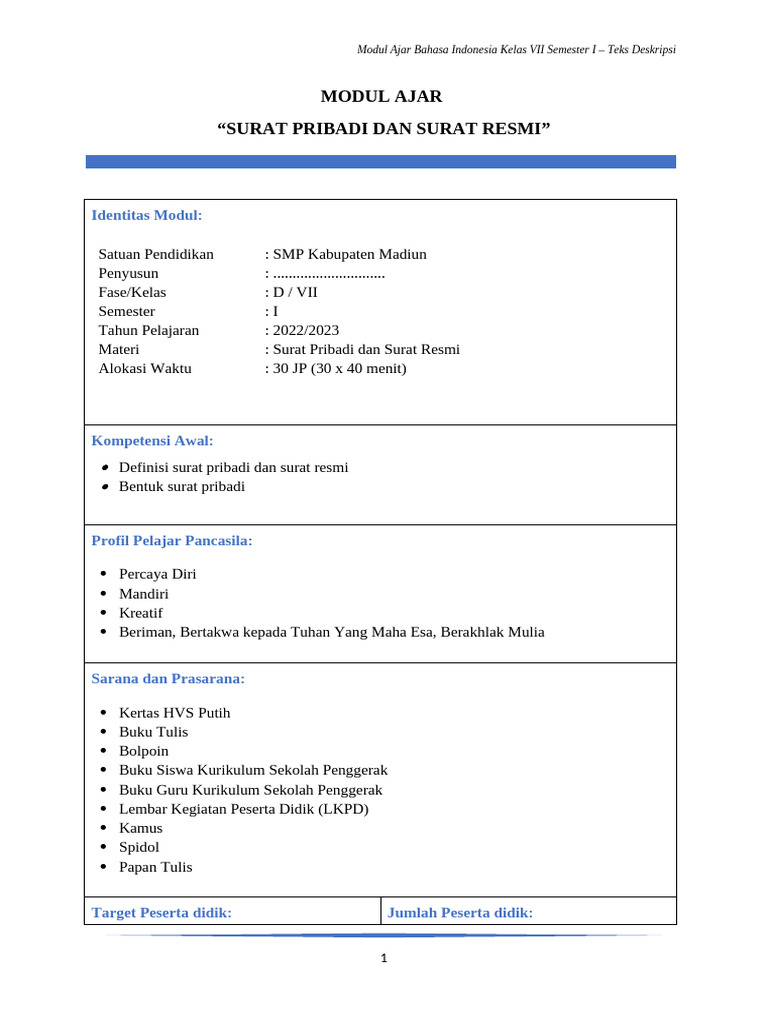 2023 - Modul 6 - B.ind - Surat Menyurat | PDF