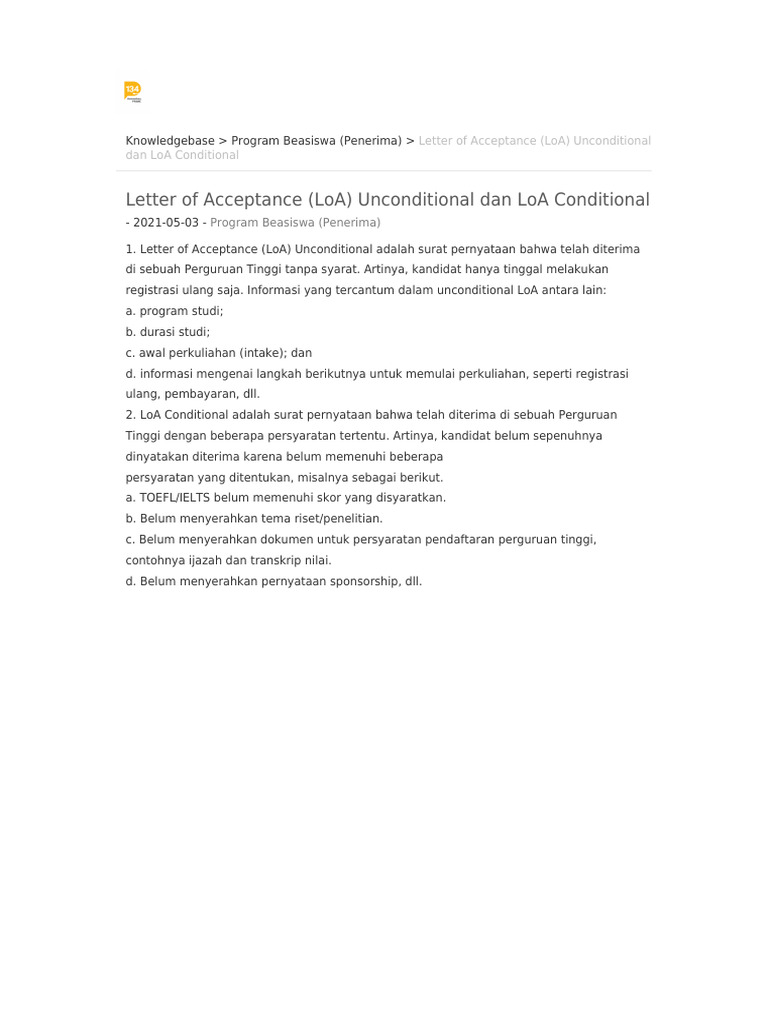 LoA Unconditional vs Conditional | PDF | Karier & Perkembangan | Bisnis