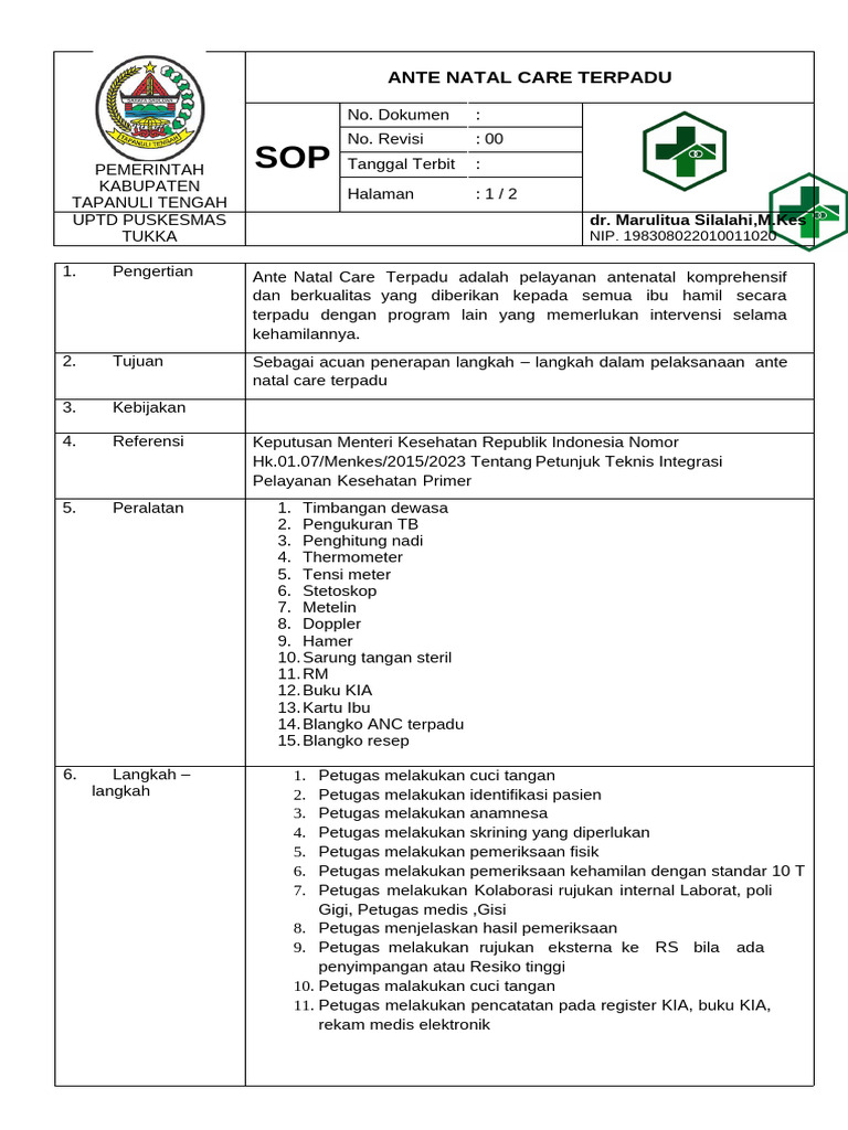SOP ANC TERPADU (1) | PDF