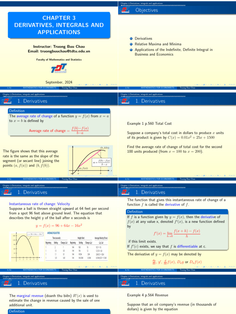 Chapter 3 Derivatives, Integrals and Applications | PDF | Present Value ...