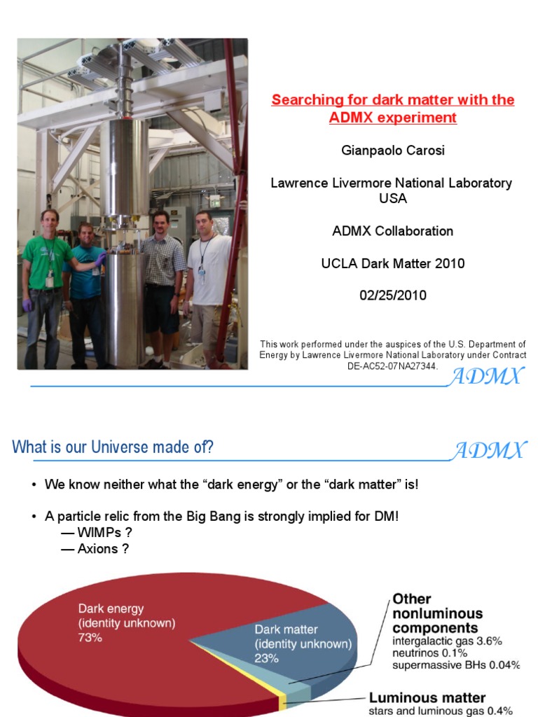 Gianpaolo Carosi - Searching For Dark Matter With The ADMX Experiment ...