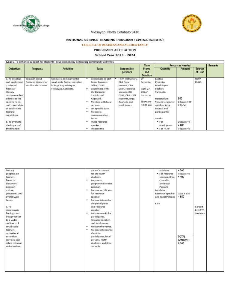 (Final) NSTP Program Plan 2021 2022 | PDF | Career & Growth
