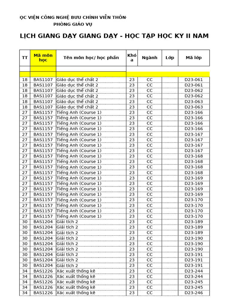 0115 - TKB HK2 Nam Hoc 2023-2024 | PDF