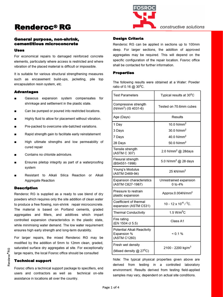 TDS Renderoc RG - India | PDF | Concrete | Building Engineering