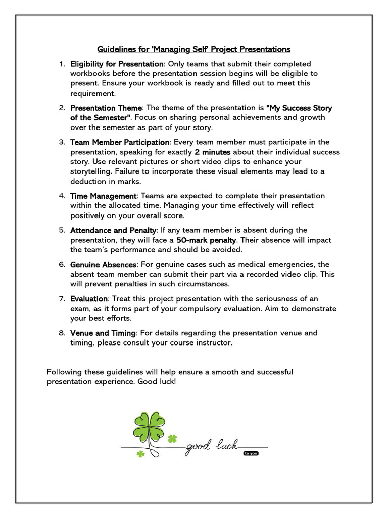 Guidelines - Team Project Presentation | PDF