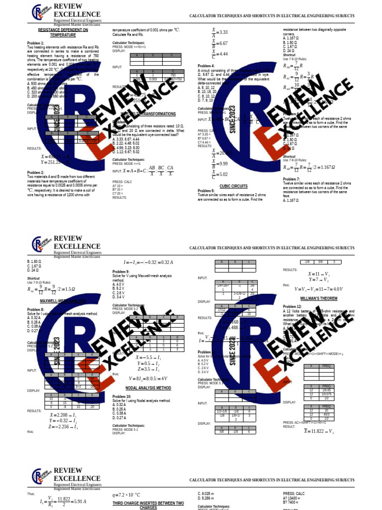 Calculator Techniques in EE Subjects | PDF | Electrical Resistance And ...