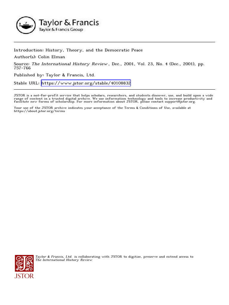 Elman IntroductionHistoryTheory 2001 | PDF | Democracy | Political Ideologies