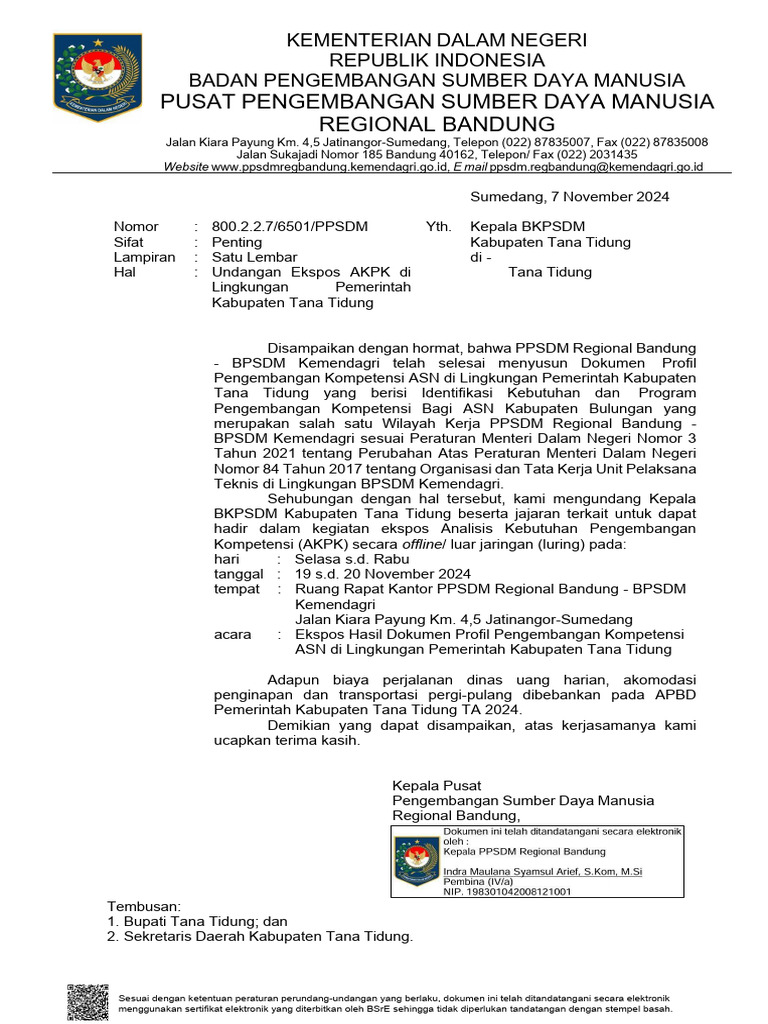 Undangan Ekspos Pengembangan ASN Tana Tidung | PDF