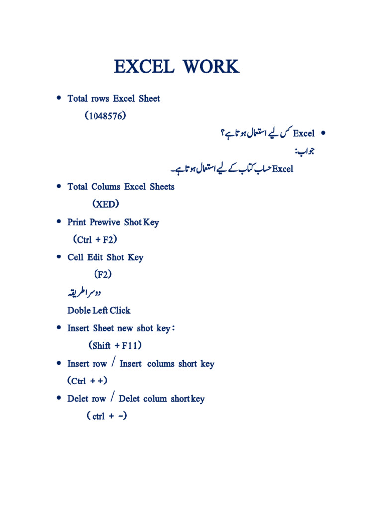 Excel Work | PDF