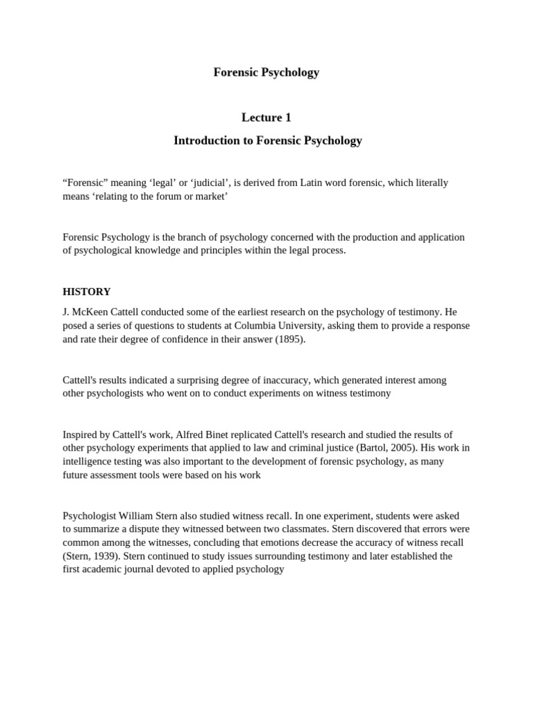 Forensic Psychology Overview | PDF | Insanity Defense | Personality ...