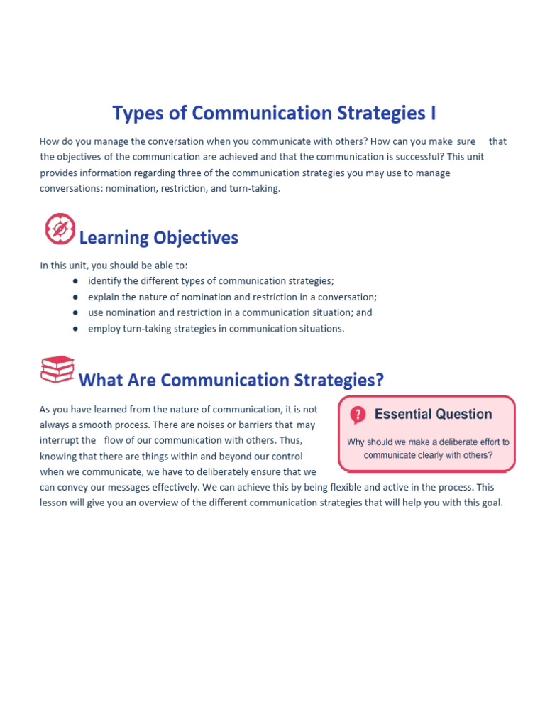 TYPES O.-Types of Communication Strategies-01 | PDF | Communication ...