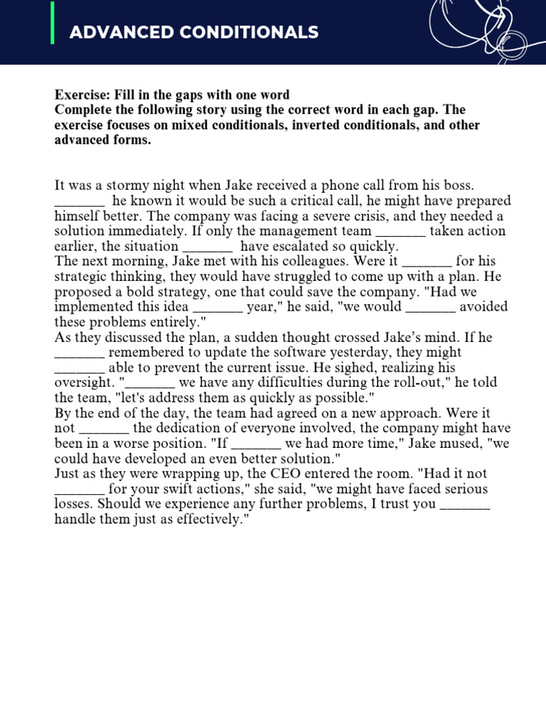 Advanced Conditionals | PDF