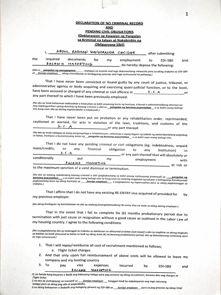 Declaration Form-Casidar, Abdul Rahman | PDF