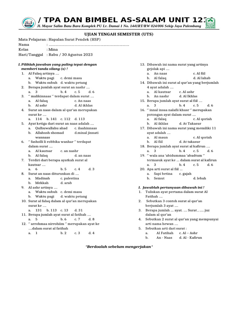 Soal 2023 HSP | PDF | Seni & Disiplin Bahasa | Kajian Bahasa Asing