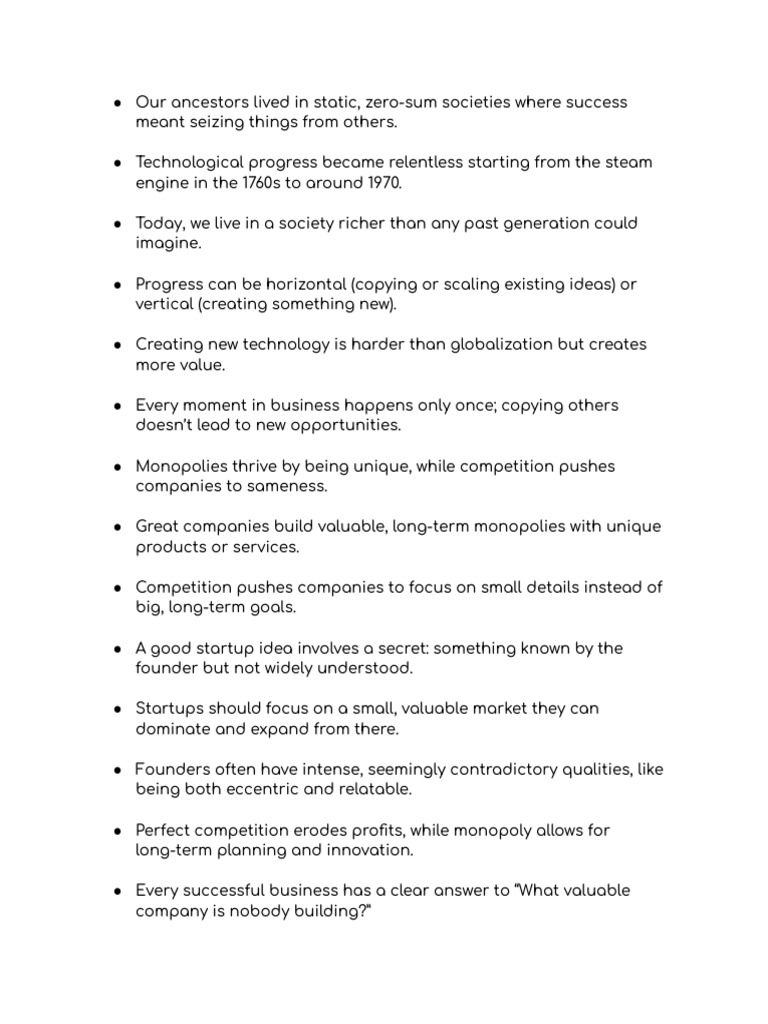 Zero To One - by Peter Thiel | PDF | Startup Company | Small Business ...