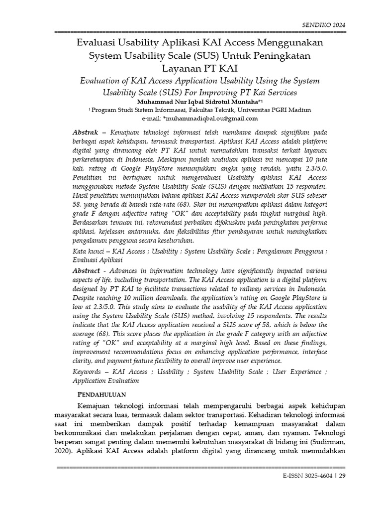Evaluasi Usability Aplikasi KAI Access Menggunakan System Usability Scale (SUS) Untuk ...