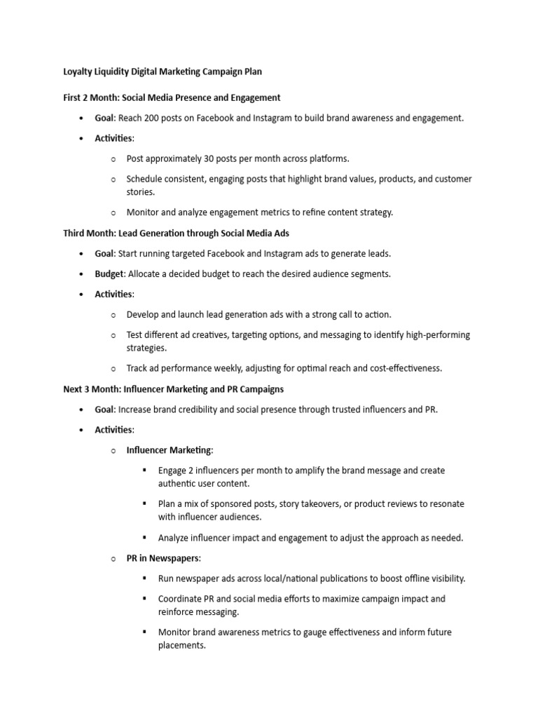 Loyalty Liquidity Proposal | PDF | Advertising | Social Media