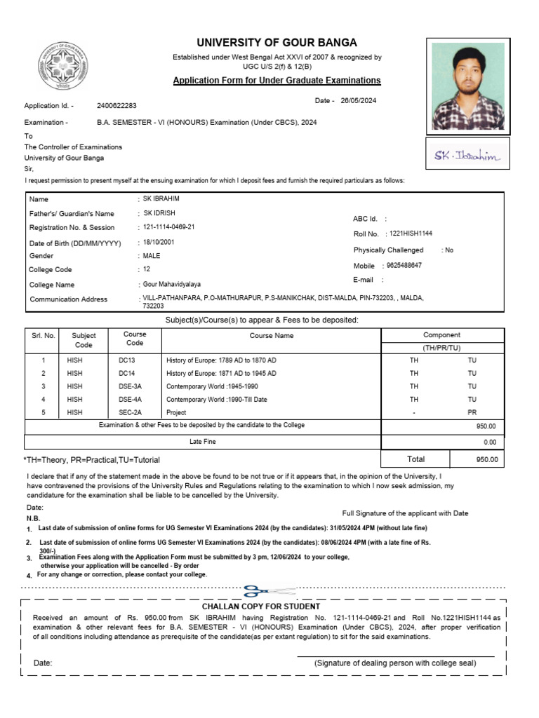 Enrolment - Form - 121 1114 0469 21 - 26 05 2024 - 06 13 | PDF ...