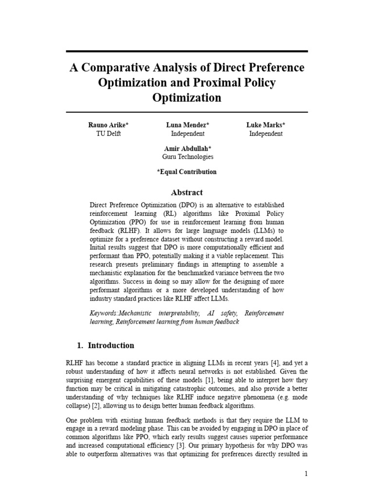 DPO vs PPO comparative analysis | PDF | Cognition | Applied Mathematics