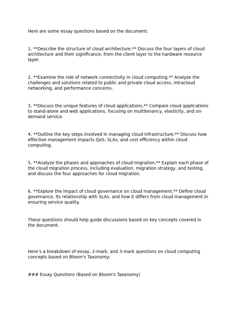 Unit 3 CC Questions | PDF | Cloud Computing | Service Level Agreement