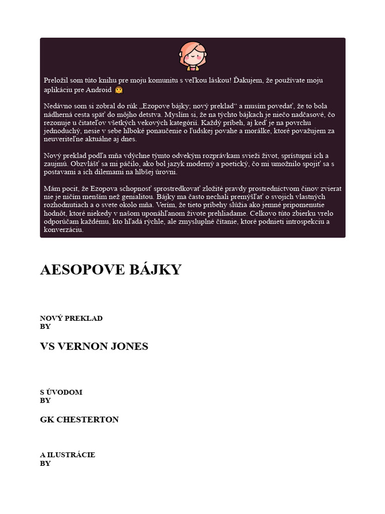 Ezopove Bájky Nový Preklad | PDF