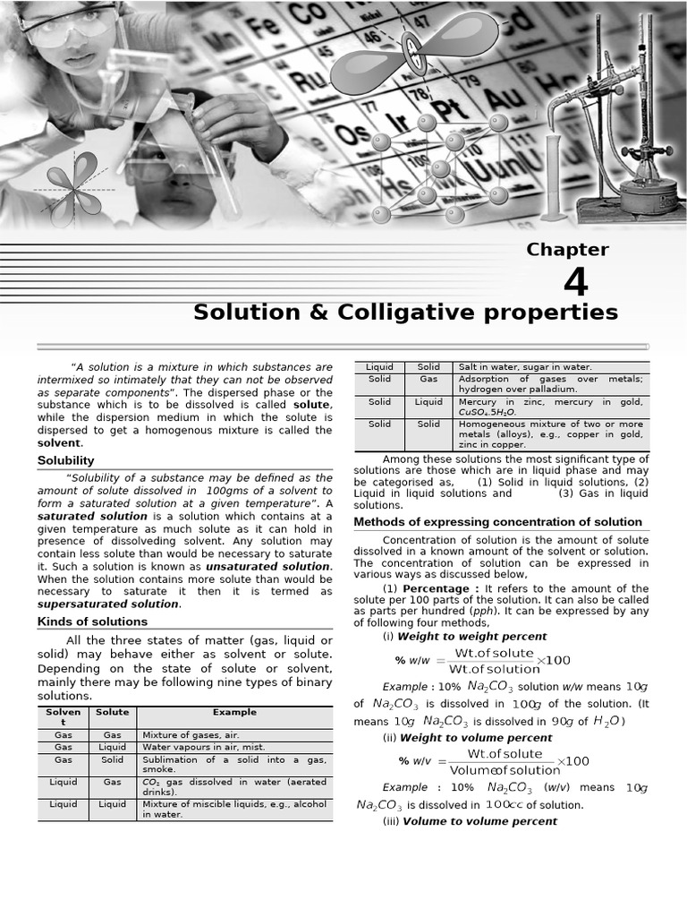 01-Solution & Colligative Properties - Theory-Final | PDF | Osmosis | Dissociation (Chemistry)