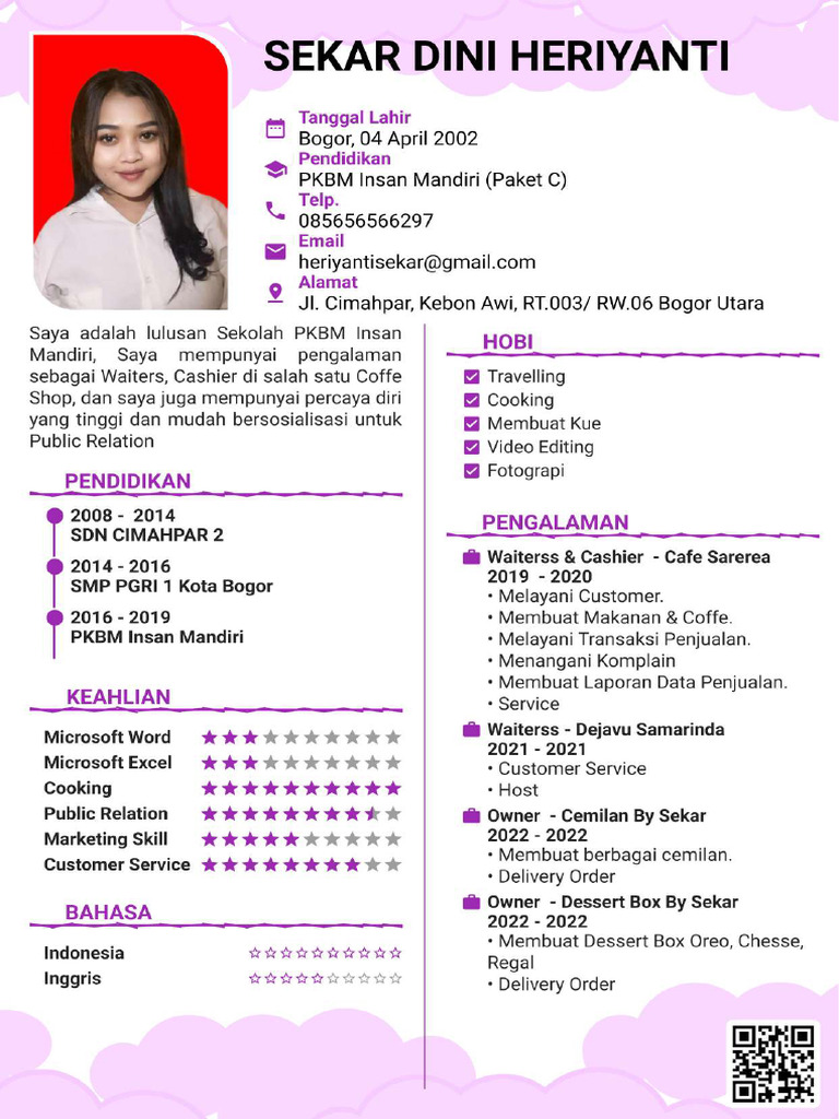 CV Sekar Dini Heriyanti Sent | PDF