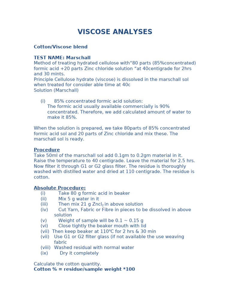 Viscose Analysis Method with Marschall Sol | PDF