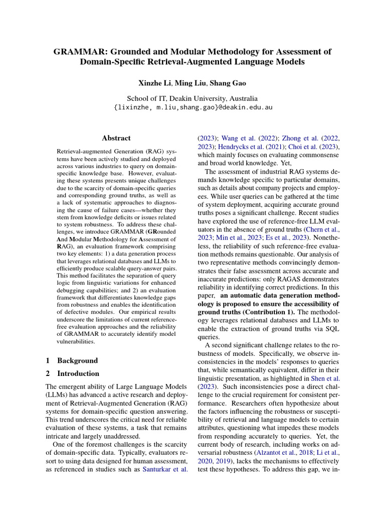 GRAMMAR Grounded and Modular Methodology For Assessment of Domain ...