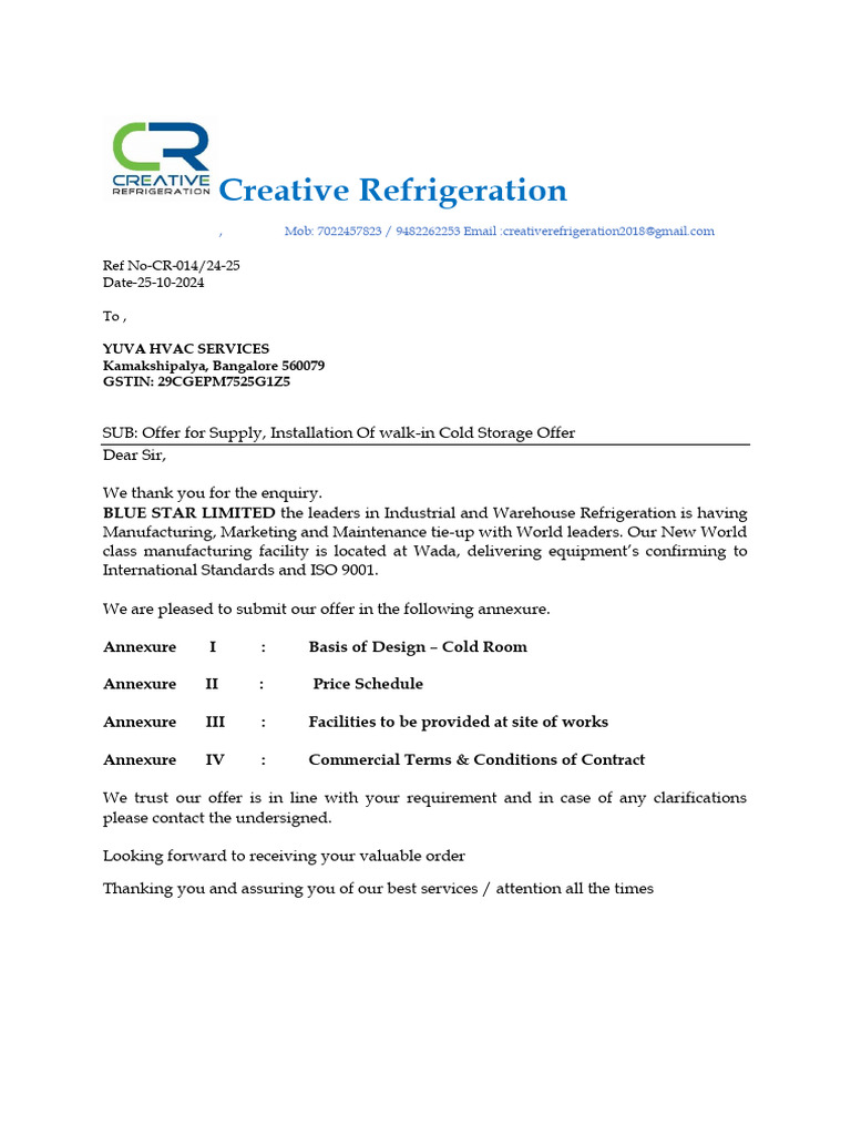 CR-014 Yuva Hvac Services | PDF | Refrigeration | Refrigerator
