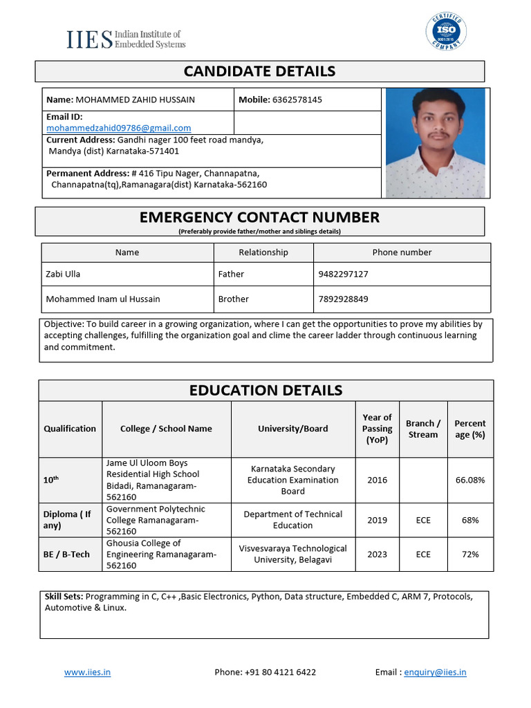 MD Zahid Hussain-Resume | PDF | Computer Science | Computer Engineering