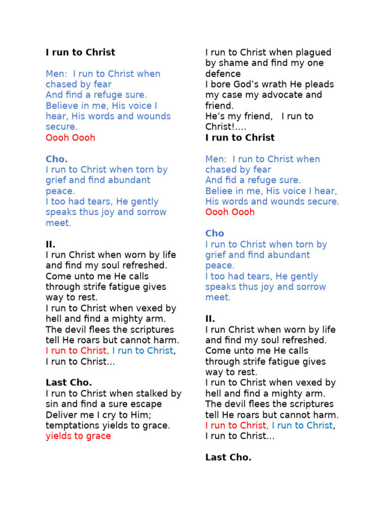 I Run to Christ: A Song of Refuge | PDF | Religion & Spirituality | Poetry