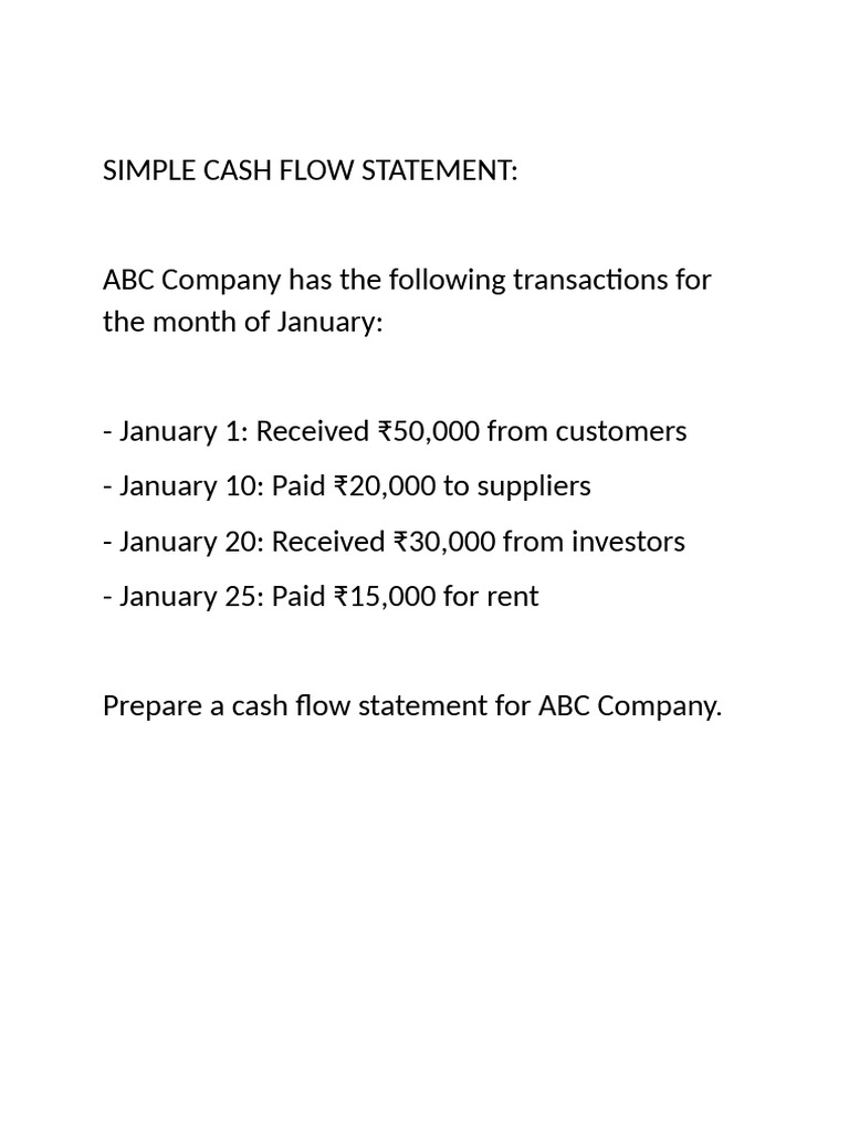 Simple Cash Flow Statement | PDF | Finance & Money Management