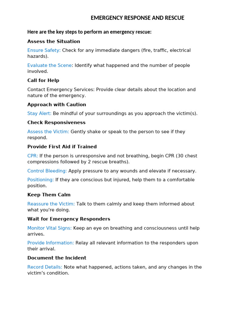 Here are the key steps to perform an emergency rescue | PDF