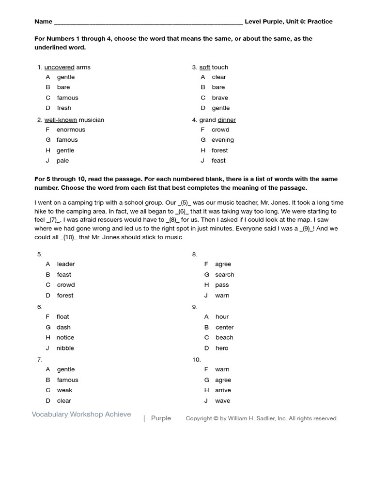 Sadlier Connect™ - Practice Worksheet6 | PDF