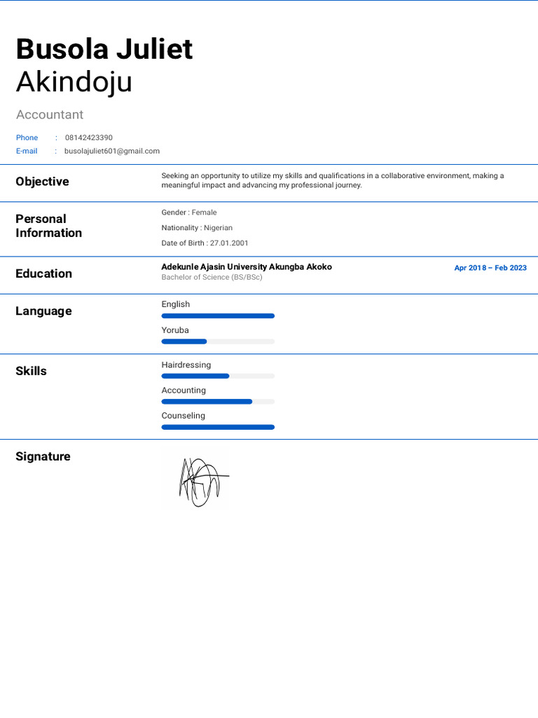 Accountant Resume of Busola Juliet | PDF