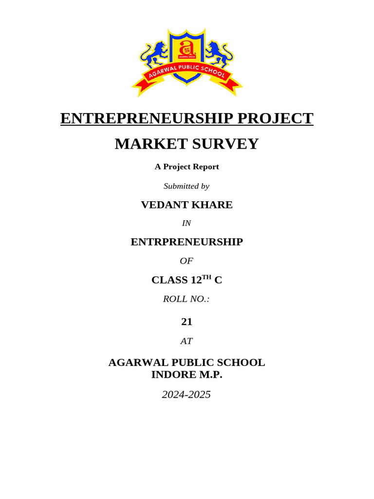 Class 12 Entrepreneurship Project Report | PDF